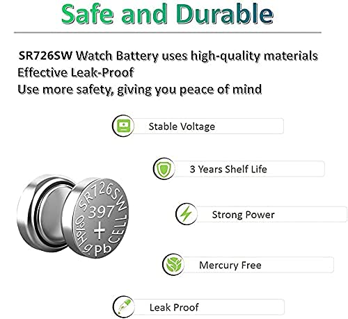 KaPonsec SR726SW 397 396 LR726 Silver Oxide Watch Battery-10Packs