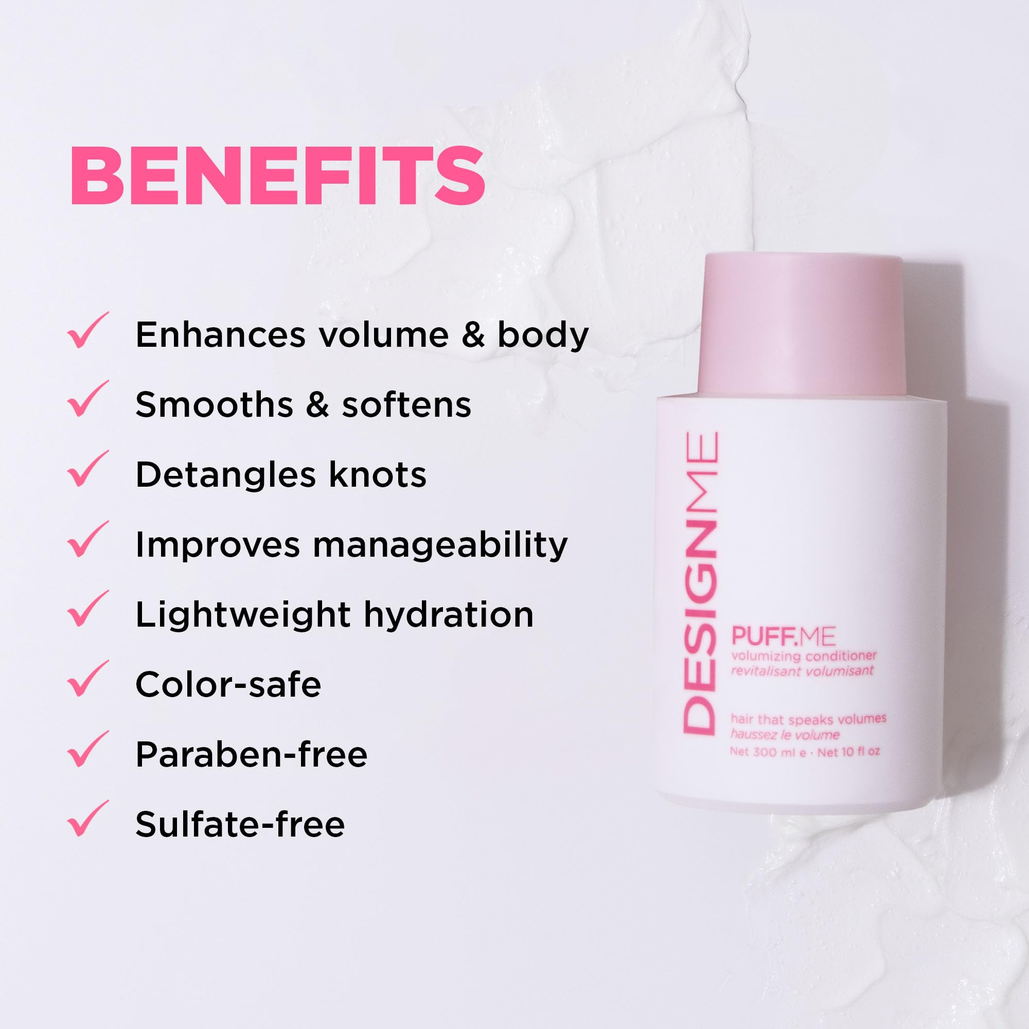 Design.Me PUFF.ME Hair Volume Shampoo and Conditioner Bundle | Paraben & Sulfate Free Shampoo & Color Conditioner Enriched with Sunflower Seed Oil | Color-Safe Hair Volumizer Set, (10 Fl Oz Each)