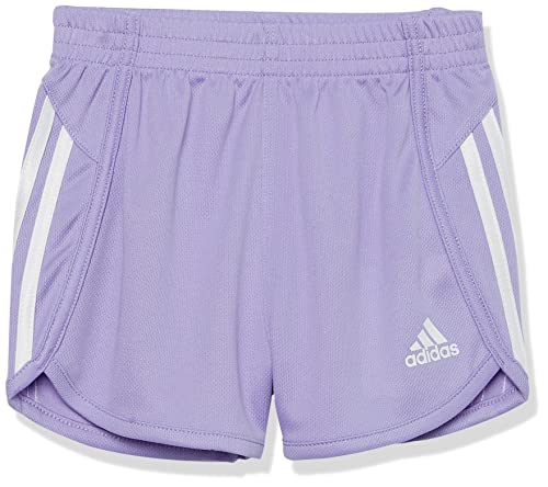 adidas Girls 2 Piece Graphic Tee & Mesh Short Set, White With Purple, 2T