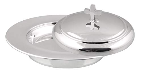 Communion Ware 2 Holy Wine Serving Trays with A Lid & 2 Stacking Bread Plates with A Lid + 80 Cups - Stainless Steel (Mirror/Silver)