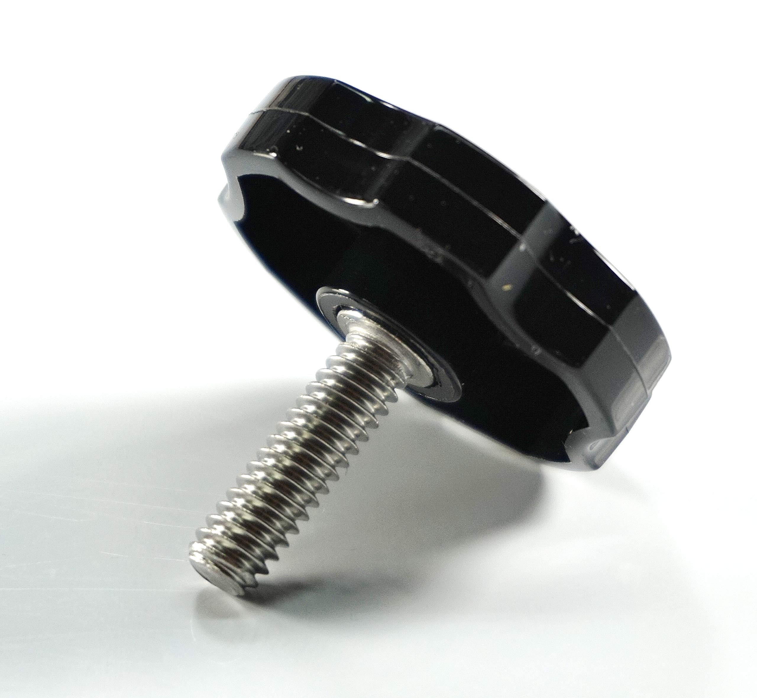 1/4"-20 x 3/4" Thumb Screw Stainless Steel Standard/Coarse Threads Clamping Rosette Knobs Black - Made in The USA (2)