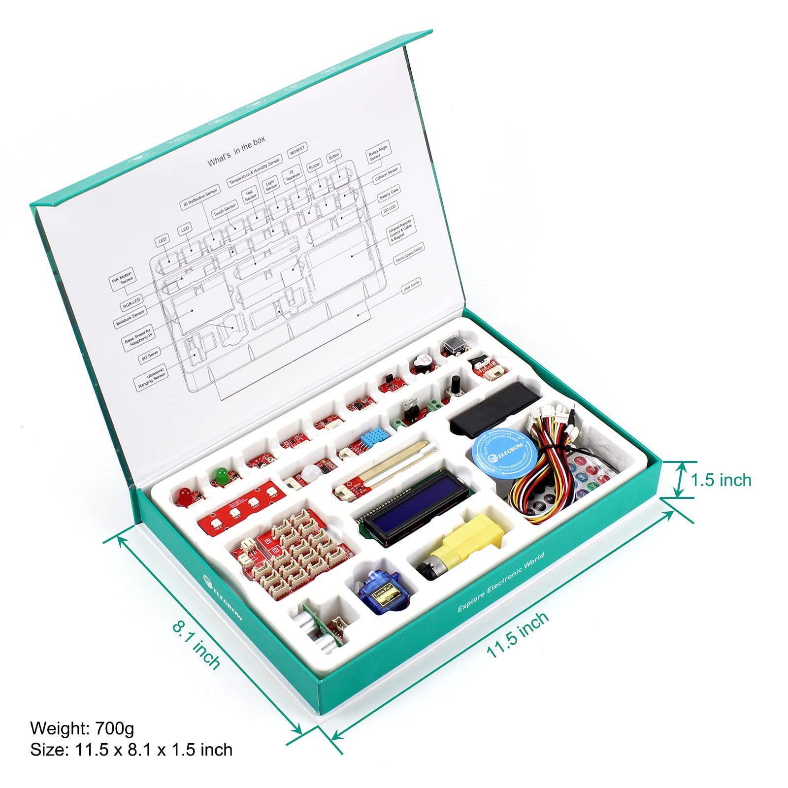 ELECROW Sensor Kit for Raspberry Pi, Programming Learning Kit, Electronics and Coding Kit for Raspberry Pi Beginners