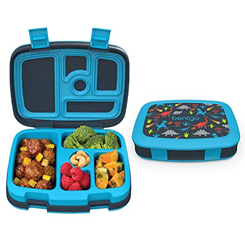 Bentgo 2-in-1 Backpack & Insulated Lunch Bag Set With Kids Prints Lunch Box and 4 Reusable Ice Packs (Dinosaur)