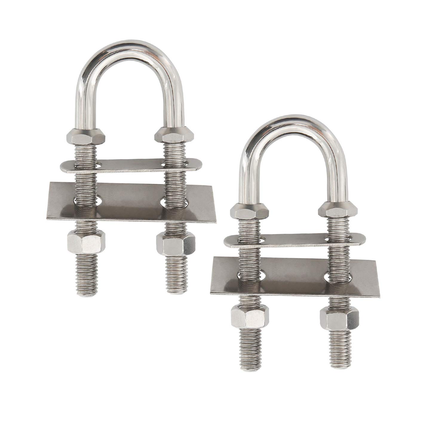 NovelBee 2-Pack of Stainless Steel Bow Stern Eye Tie Down U Bolt with Nuts and Washers,Stock Dia.1/2" (Length:5-1/4")
