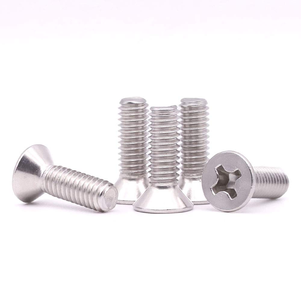1/4-20 x 1 (30 Pack) Phillips Flat Head Machine Screws, Stainless Steel 304 (18-8), UNC Coarse Thread, Countersunk Head Machine Screws, Phillips Drive #3