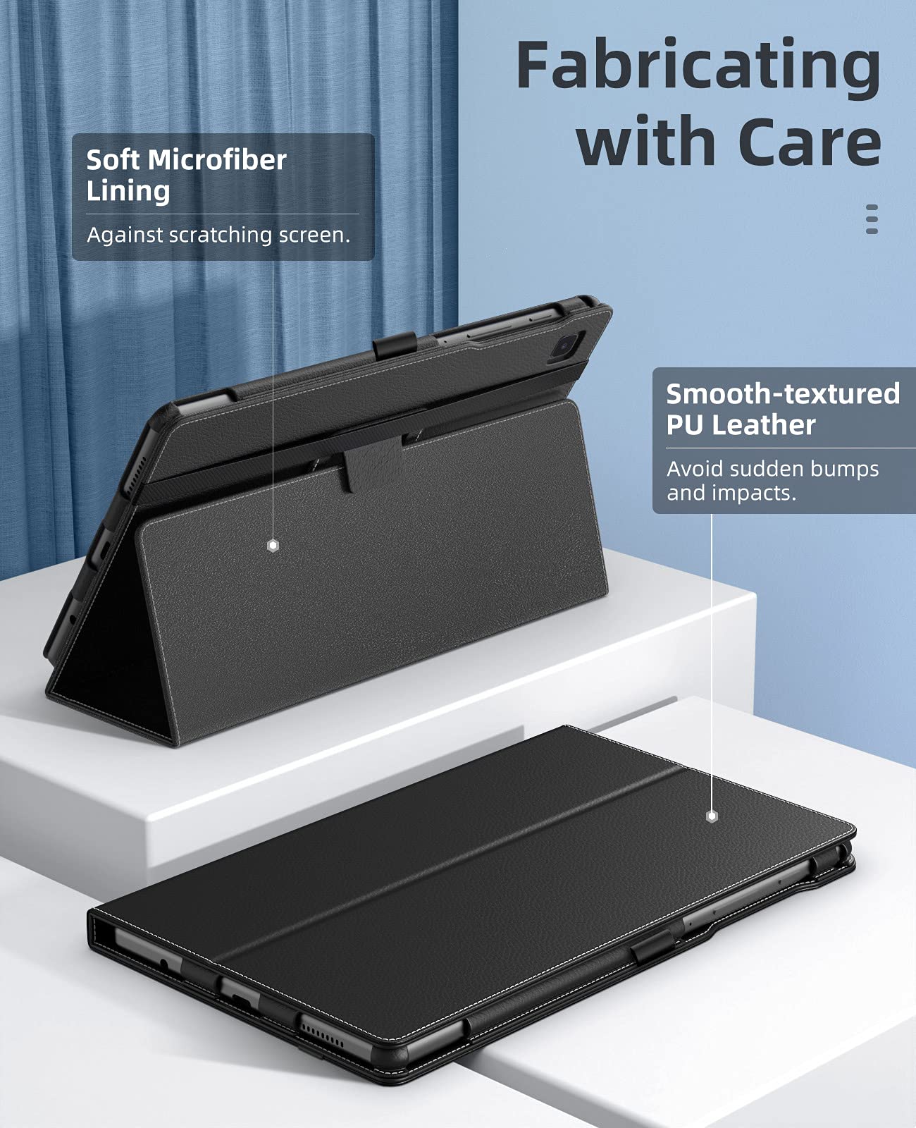 MoKo Case Compatible with Samsung Galaxy Tab A7 Lite 8.7 Inch (SM-T225/T220/T227), Slim Lightweight PU Tablet Shell Cover Stand Case Fit Samsung Galaxy Tab A7 Lite 8.7 2021 Tablet - Black