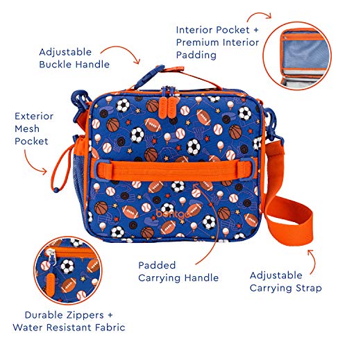 Bentgo Prints Insulated Lunch Bag Set With Kids Bento-Style Lunch Box (Sports)