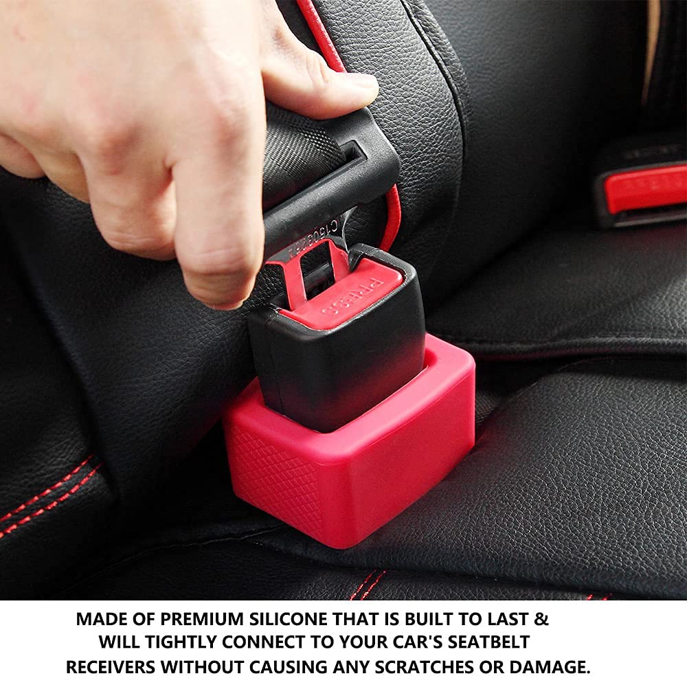 Car Seat Belt Buckle Holder, 2 Pack, Seatbelt Buckle Booster Makes Buckling Easier for Kids (BPA Free), Upright Your Seat Belt Receiver for Easy Access