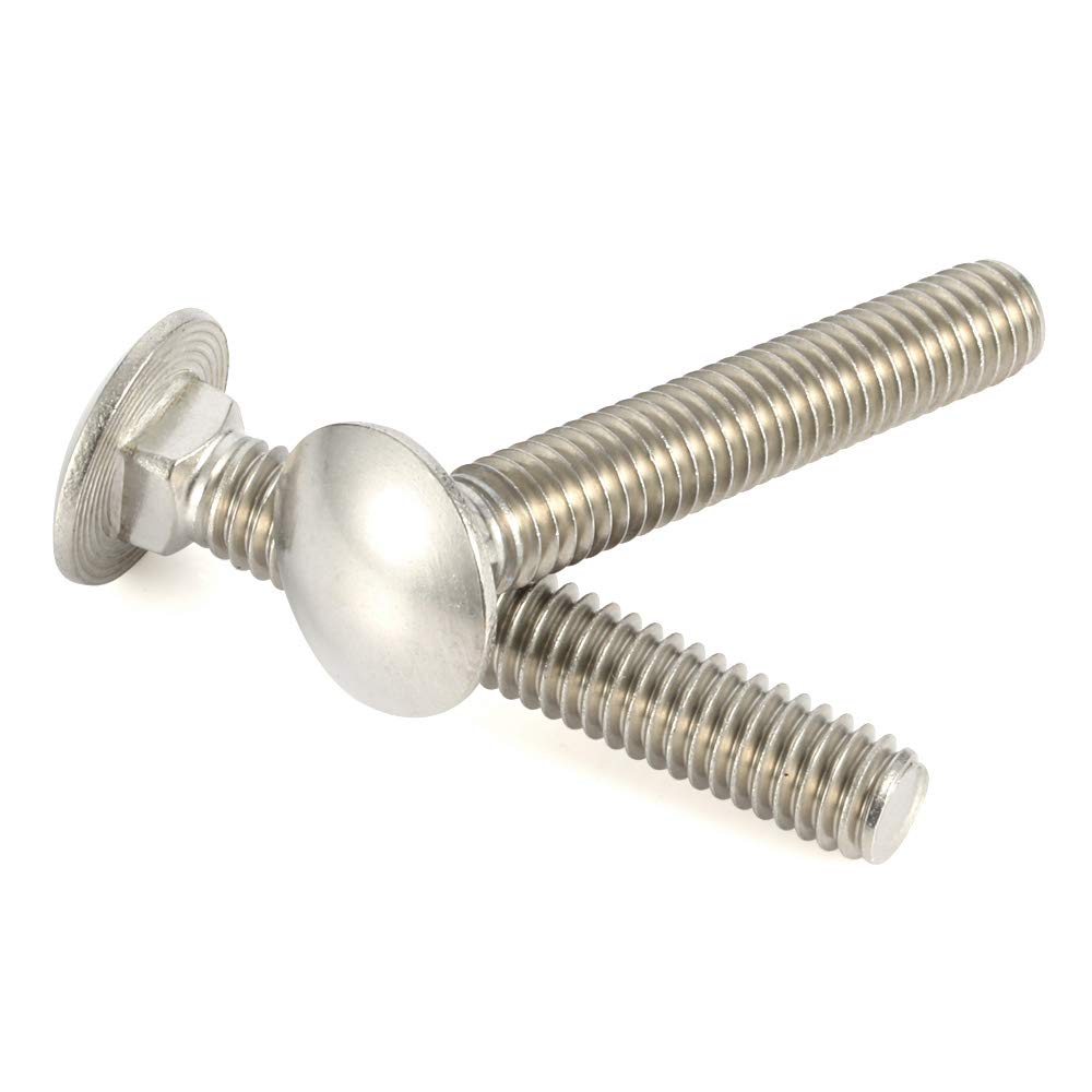 1/4-20 x 3/4" (1/2" to 6" Available) Carriage Bolts Screws, Stainless Steel 18-8 (304), Round Head, Square Neck, Fully Threaded, 25 PCS