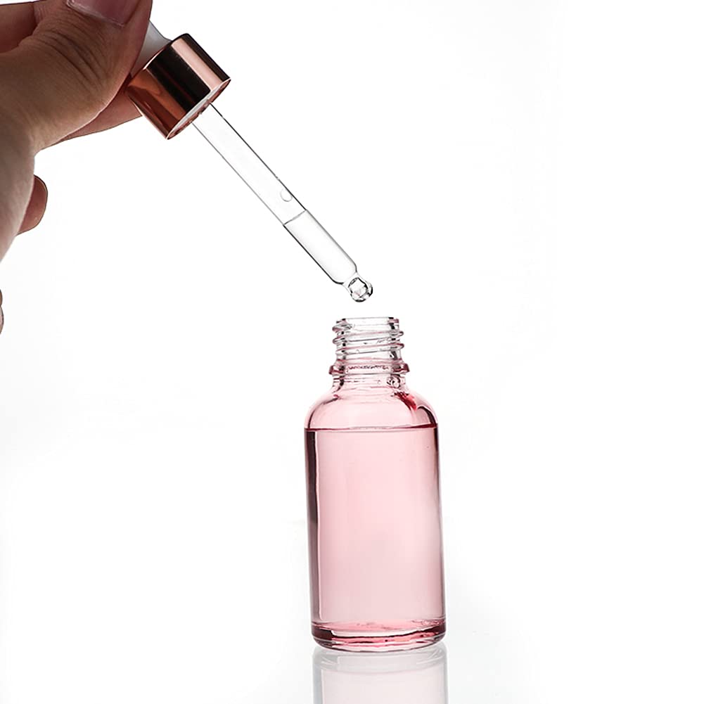 Wresty Pink Glass Dropper Bottles,12 Pack Essential Oil Dropper Bottels Perfume Sample Bottles Cosmetic Container Empty Bottles With Glass Eye Dropper (15ml)