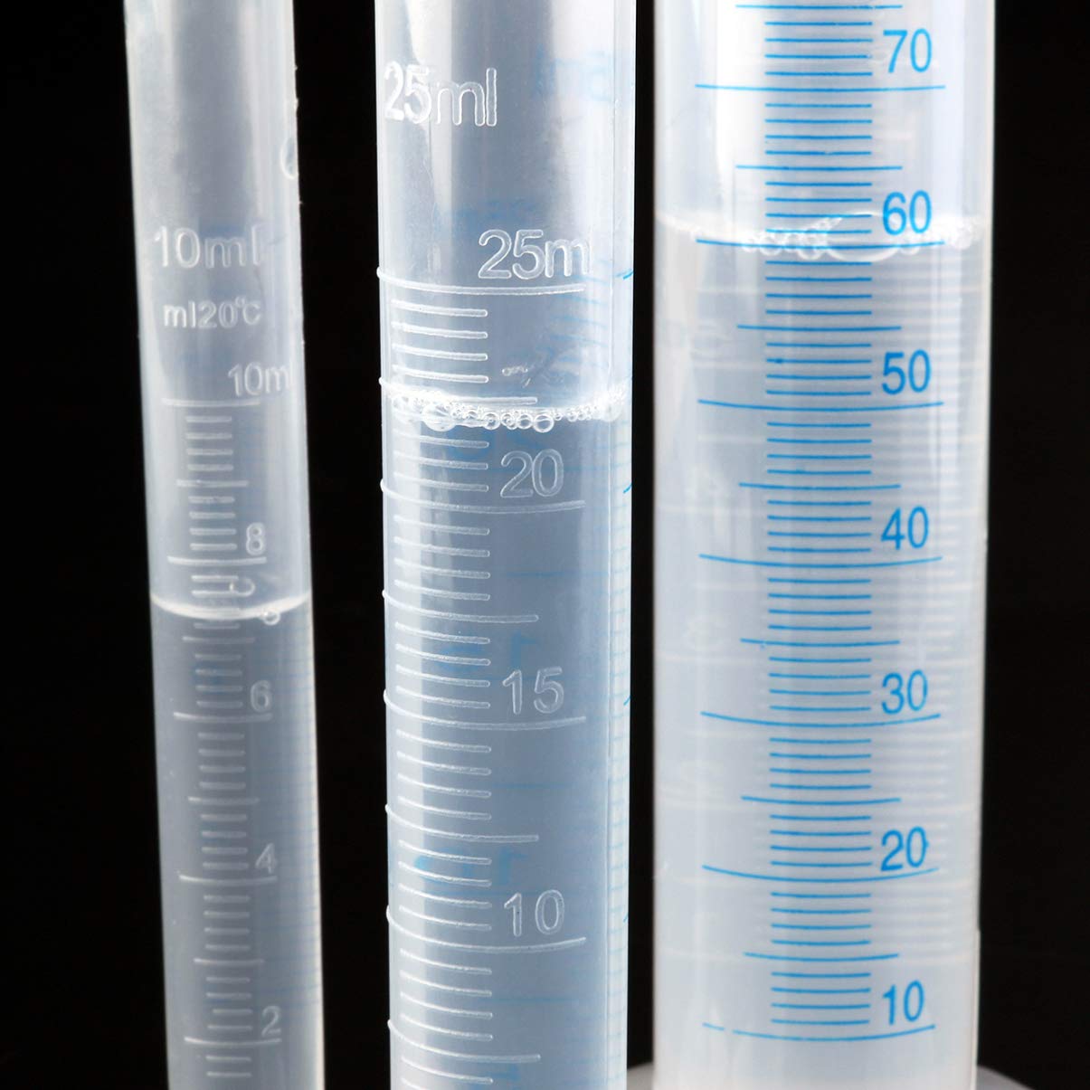 Lurrose Measuring Cylinder Graduated Cylinder Lab Test Tube Set of 4, Plastic Graduated Cylinder Set 10, 25, 50, 100ml