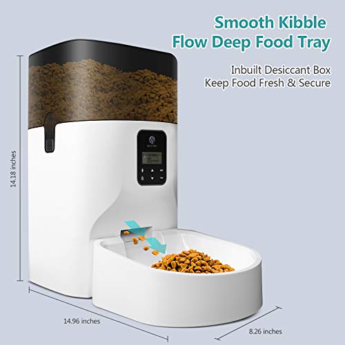 Automatic Cat Feeder, 7L Food Dispenser for Cats and Dogs, Portion Control, Voice Recorder, Programmable Timer for up to 4 Meals per Day