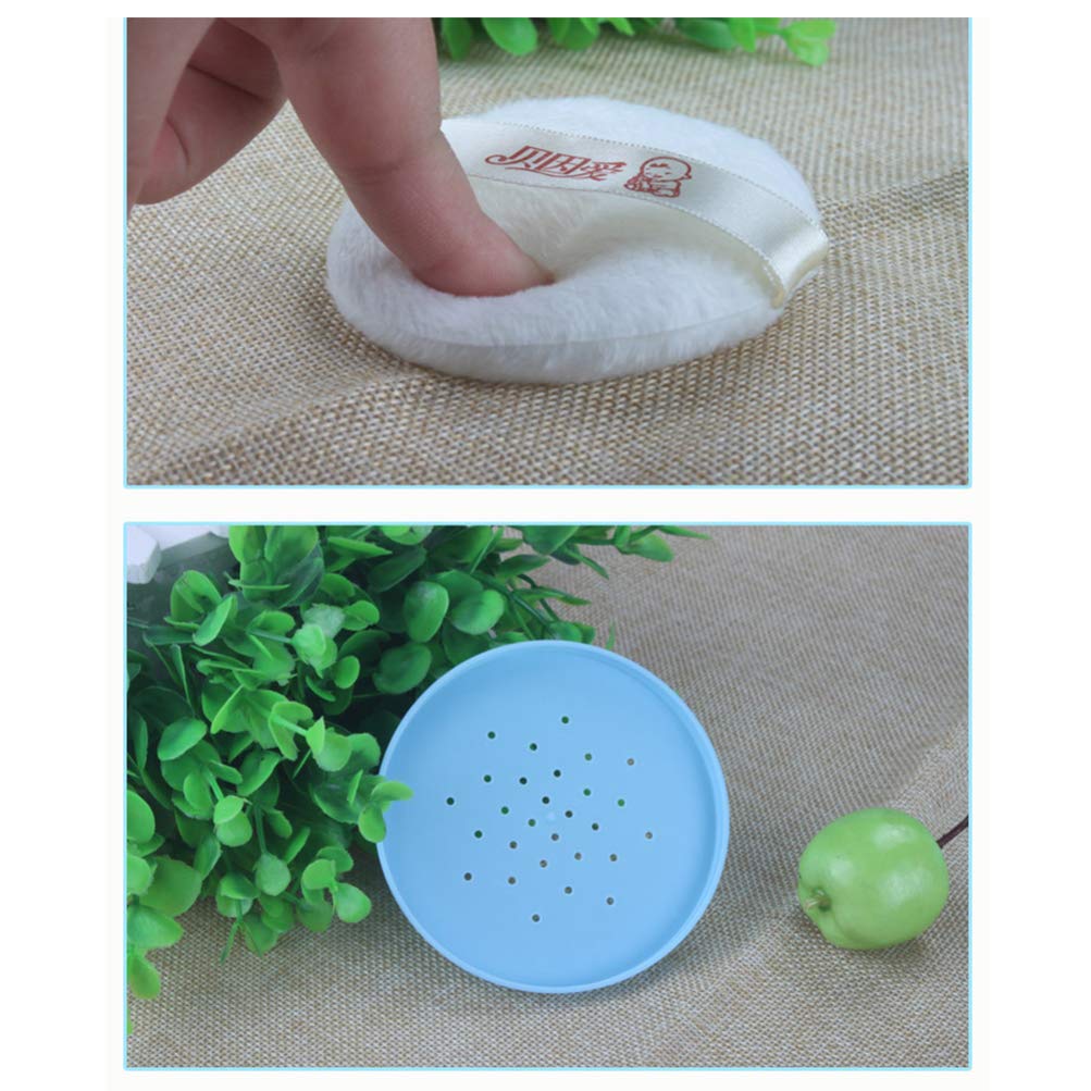 Powder Puff 2 Pcs Powder Puff Case Portable Empty Body Powder Container Dispenser Case with Sifter and Powder Puffs for Infant Baby Newborn Baby Puffs