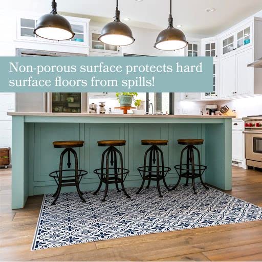 Carolina Creekhouse Camden FloorFlat | Decorative Vinyl Floor Covering | Lay Flat | Durable | No Curling Edges | Waterproof | Easy Clean | Wipeable | Eco-Friendly | 2’ x 3’ Mat | Black Beige