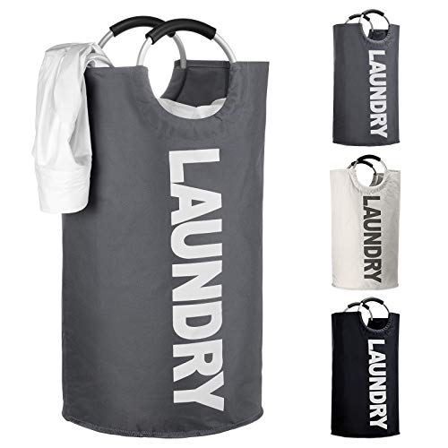 IHOMAGIC Extra Large Laundry Hamper 120L - Collapsible Laundry Bag with Comfortable Handle - Folding Laundry Basket Dirty Clothes Storage Bin for Bathroom, Bedroom (XL, Dark Grey)