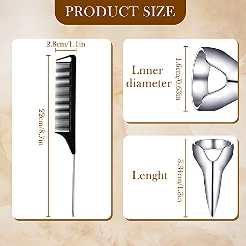 9 Pieces Metal Hair Parting Rings and pinky Selecting Tools Retro Nail Finger with Steel Comb Pointed Styling Combs for Hair stitch Braiding Curling Extension Halloween Cosplay(Gold, Silver)