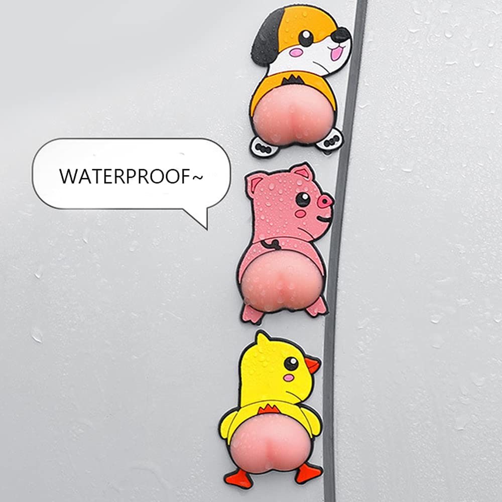 HALUOGUAI 1 Pair 3D Cartoon Animal Butt Shaped Flexible Silicone Fridge Door Stops,Self Adhesive Decorative Wall Protector,Pink Peach Shaped Waterproof Toilet Lid Bumper Pad (Pig)