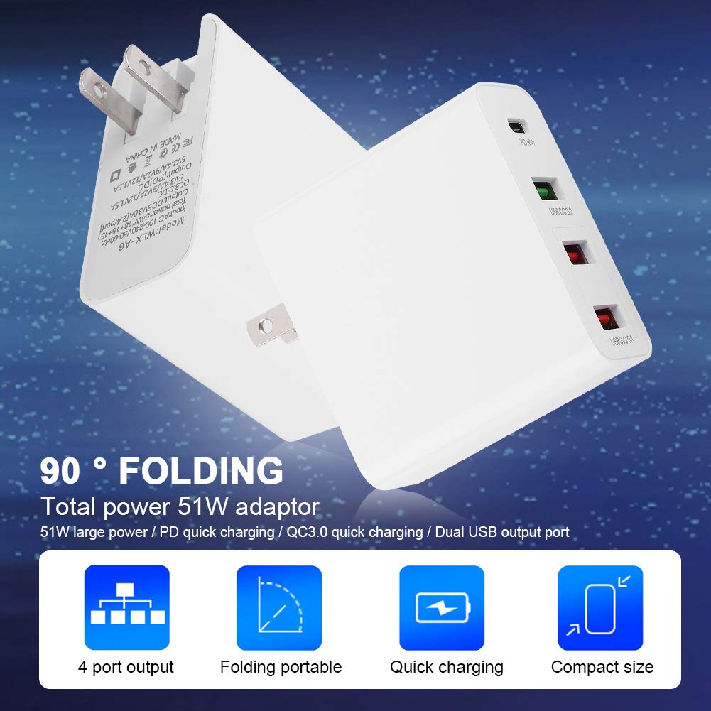 γππ‘π«π’π¬ππ¦ππ¬ ππ’ππγ 18W Charger, High Temperature Resistance 4 Port Charger, Durable PD Dual Chip Built-in Intelligent Chip for Traveling Outdoor Business(U.S. regulations)