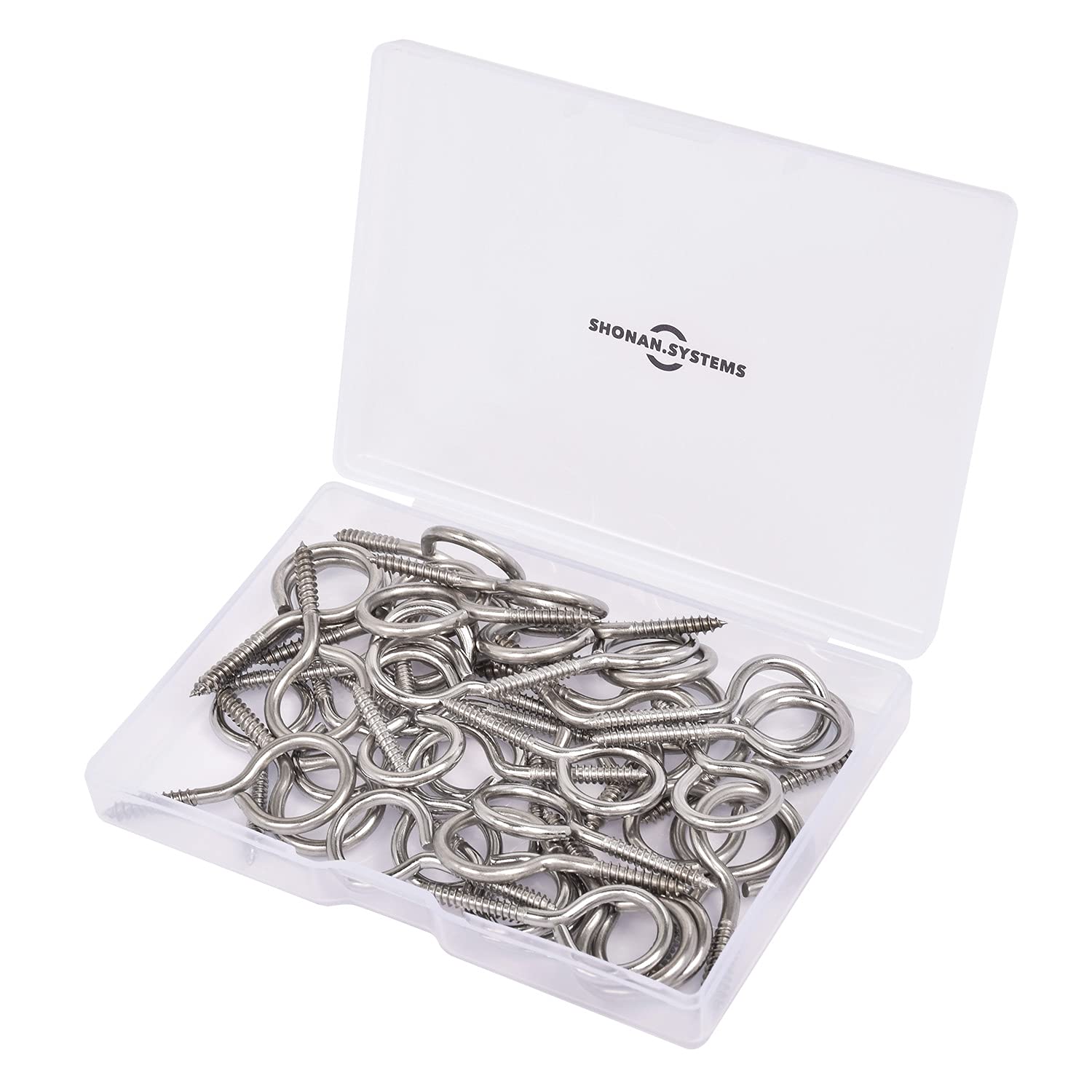 SHONAN 1.57" Stainless Steel Eye Screws for Wood, 30 Pcs Screw Eye Hooks Eye Bolt Hooks, Eye Screw Hooks for Indoor Outdoor Use, 17 Lbs Capacity