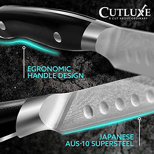 CUTLUXE Slicing Carving Knife β 12" Brisket Knife, Razor Sharp Meat and BBQ Knife β Damascus Japanese AUS10 Blade β Full Tang & Ergonomic Handle Design β Shinobi Series