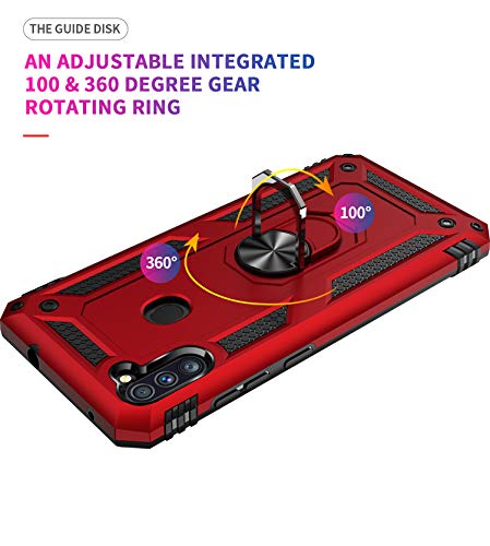 PUSHIMEI Samsung A11 Case,Galaxy A11 Case, Military Grade Heavy Duty Armor Protection Phone Case Cover with HD Screen Protector Magnetic Ring Kickstand for Samsung Galaxy A11 (Red Military Case)