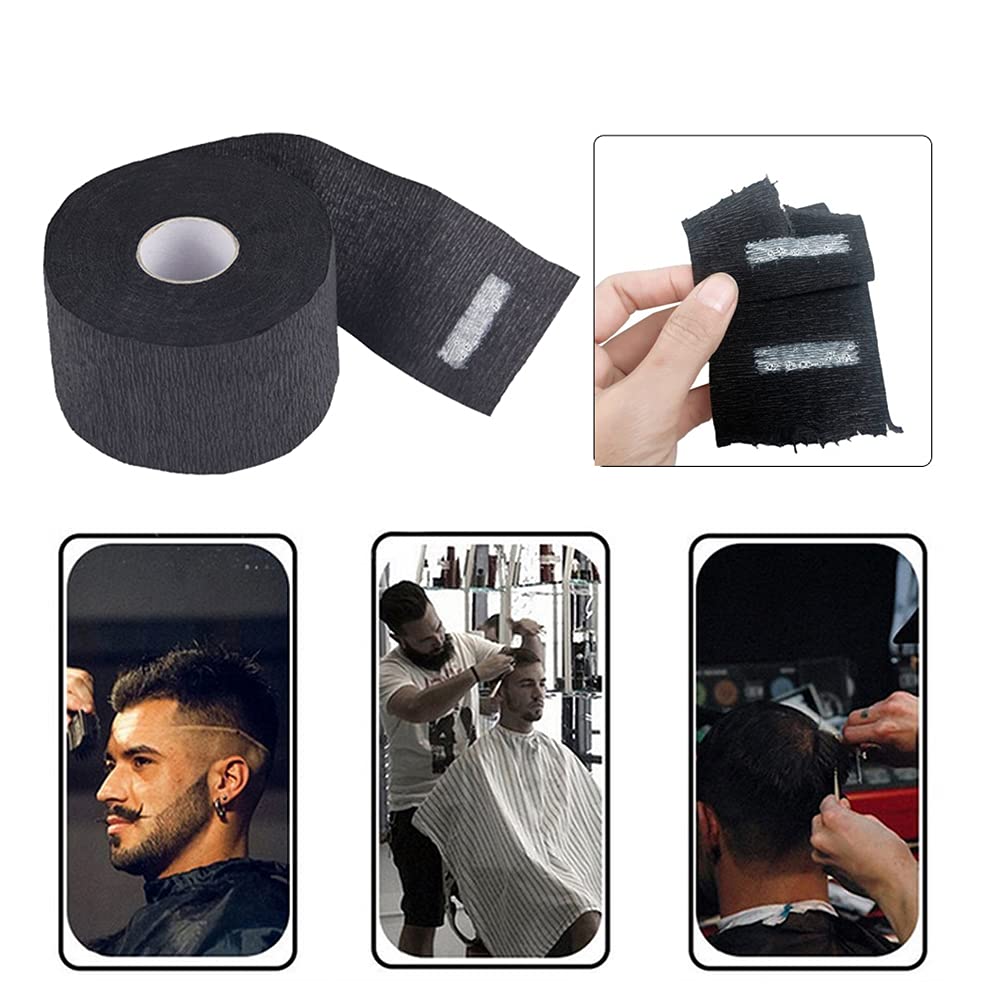 2 PCS Disposable Barber Neck Strips Waterproof Neck Paper Tissue Roll for Salon Haircutting Styling Coloring Black