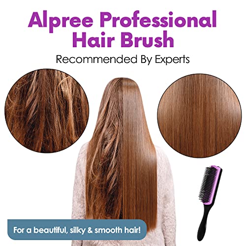 Alpree Classic Styling Hair Brush 9 Row - For Natural, Thick, Curly Hair | Classic Nylon Bristle Styling & Detangler, Great For Creating Ringlets, For Separating, Shaping & Defining Curls -
