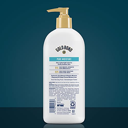 Gold Bond Pure Moisture Lotion, 14 oz., Ultra-lightweight Daily Body & Face Lotion for Dry Skin