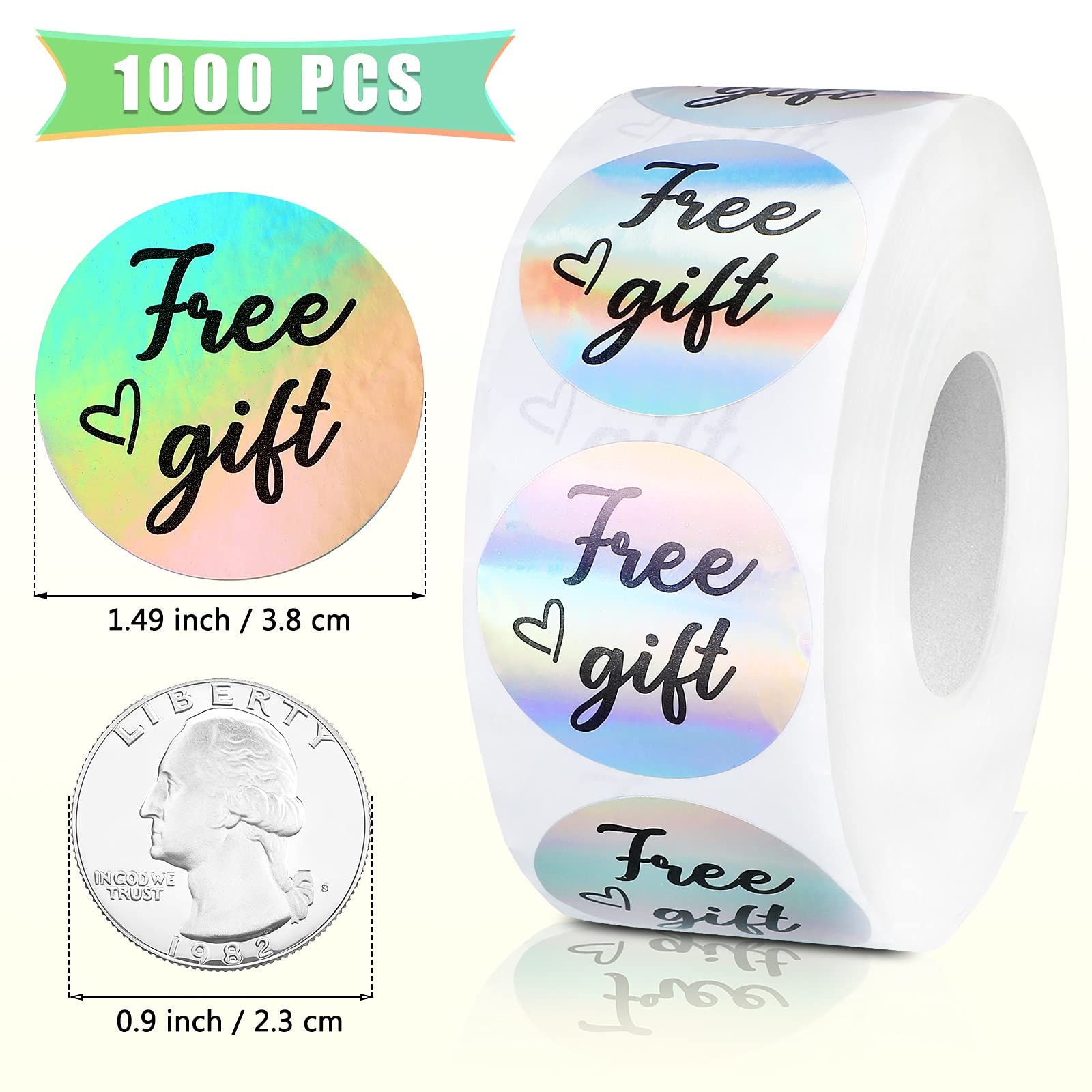 1000 Pieces Customer Appreciation Sticker Holographic Business Shopping Labels Round Adhesive Present Stickers Colorful Thanks Seal Label for Mailing Packing Envelope Postcard, 1.5 Inch