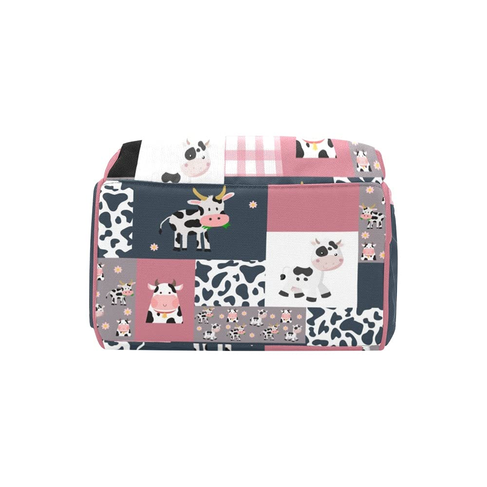 Yeshop Cute Cow Print Personalized Diaper Bag Backpack Tote with Name,Custom Travel Nappy Mommy for Baby Girl Boy Gift, 10.83 * 6.69* 15