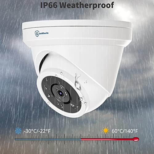 Guaddaole 5MP PoE IP Camera Outdoor with Person Detection, 5MP Dome Security IP Camera with Audio, 98ft IR Night Vision, 2.8mm Lens with Wide Angle, IP66 Weatherproof, H.265/H.264(2592x1944@30fps)