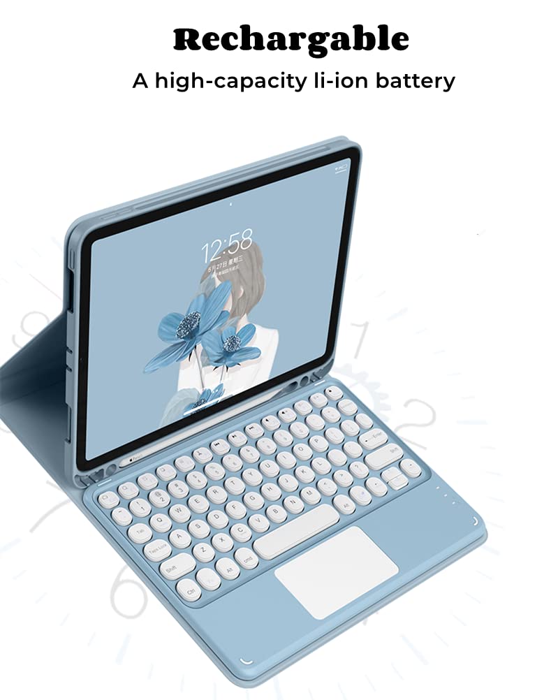 AnMengXinLing Galaxy Tab S8+/S8 Plus/S7 FE / S7 Plus Keyboard Case-Touchpad Detachable Keyboard with S Pen Holder Cover for 12.4 inch Galaxy Tab S8 Plus 2022/ S7 FE 2021/ S7+ 2020 Tablet, Blue