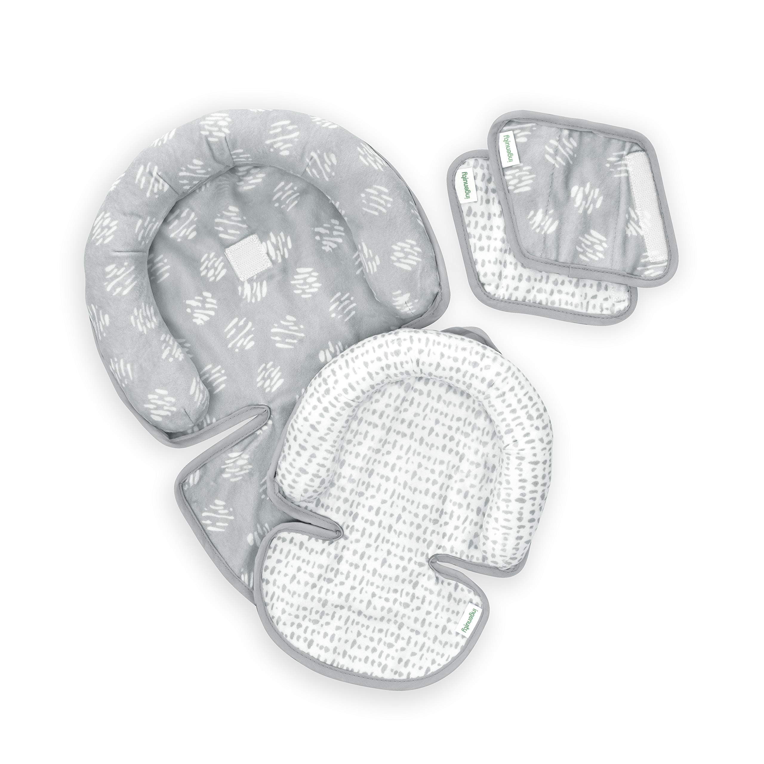 Ingenuity Head in The Clouds 2Piece Head Support Insert & Strap Covers for Car Seats, Strollers, & Bouncers - Mist