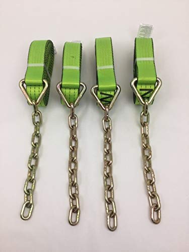 8 Point Kit 18' Heavy Duty TECNIC Strap Kit for Rollback/Flatbed Tie Downs with 12" Chain Tail