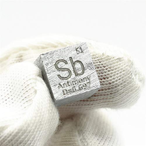10mm Antimony Element Cube for Element Collection 0.39" Sb Density Cube Periodic Table Collect DIYs Biz Gift