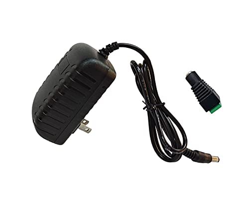 12 Volt 2A Power Adapter Supply, AC 100-240V to DC 12 V Power Supply Transformer Charger Wall Plug for DC12V Light Security CCTV Camera, Black, 8x5x3.3 cm