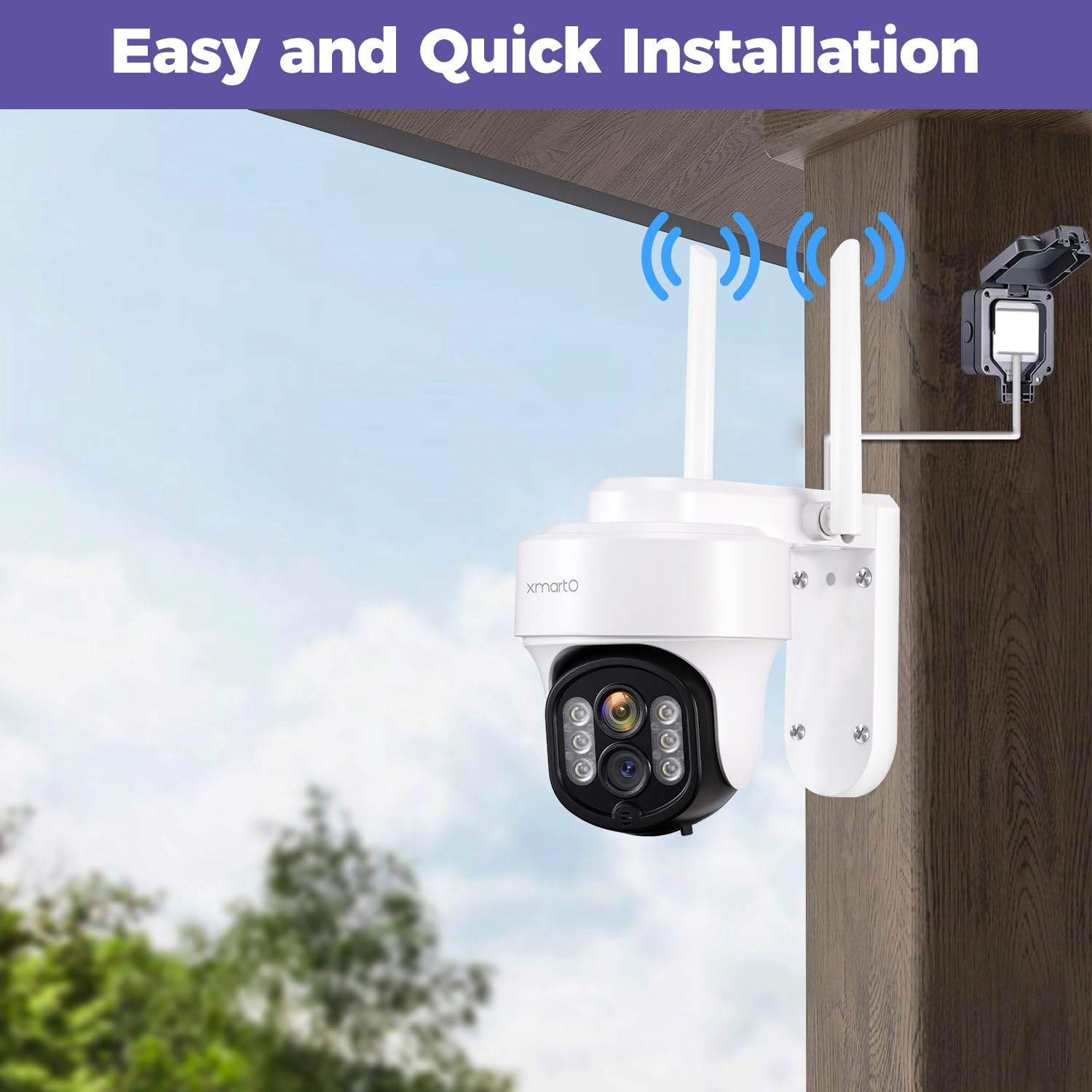 [Auto-Track & 10X Zoom] XMARTO 10CH WiFi 6 HD PTZ Security Camera System Wireless Outdoor/Indoor, Dual-WiFi 4K NVR with 8X Rotate 6MP Home Cams, 1TB HDD (Plug-in 24/7 Surveillance, WiFi-Relay)