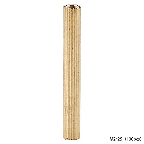 100Pcs Male Hex Brass PCB Motherboard Spacer Standoff, Computer Case M2 Single Head Male Brass Standoff Fastener Accessory for Computer Main Board(M2*25)