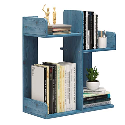 Storage Rack Bookshelf Magazine Rack Shelf Partition Stratification Desktop Office Desk Home Dormitory 40X18X47CM MUMUJIN (Color : Blue)
