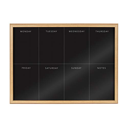 Kate and Laurel Blake This Week Framed Printed Glass Dry Erase Board by The Creative Bunch Studio, 18x24 Natural, Printed Glass Wall Décor