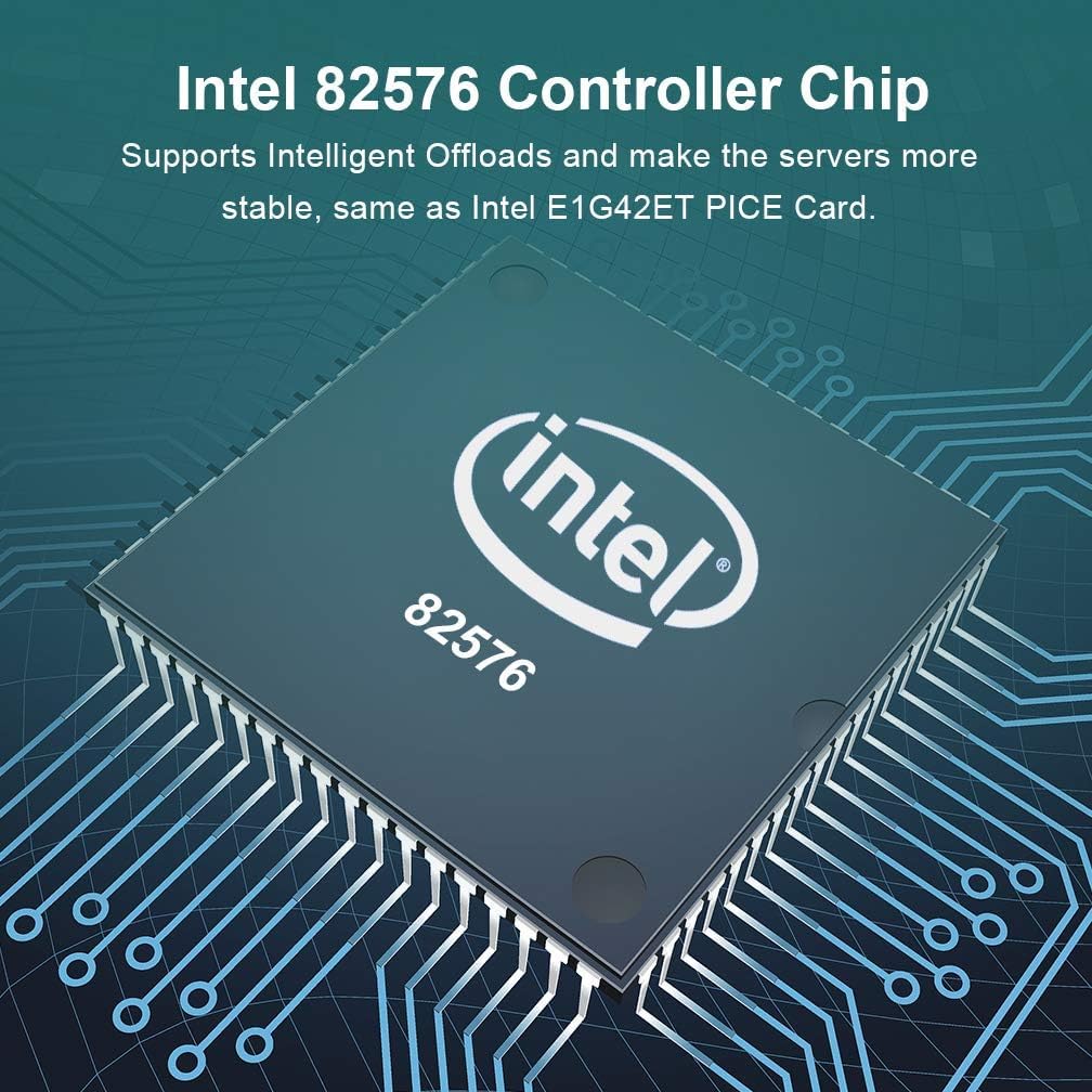 10/100/1000Mbps Gigabit Ethernet Network Interface Card (NIC) Dual Copper RJ45 Ports, with Intel 82576 Chip, Equivalent to Intel E1G42ET, PCIE 2.0 X1, Support Windows/Windows Server/Linux/VMware ESX
