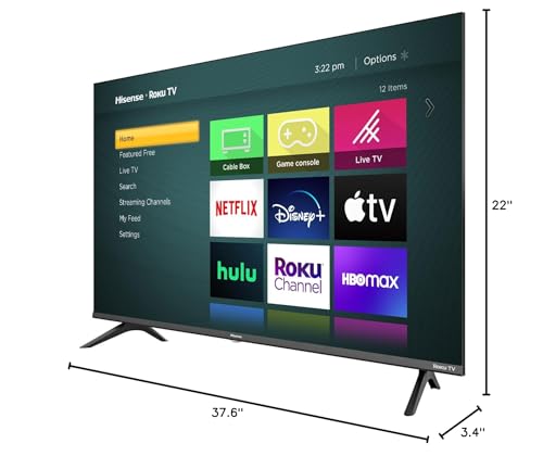 Hisense 43-Inch Class H4 Series LED Roku Smart TV with Google Assistant and Alexa Compatibility (43H4G, 2021 Model)
