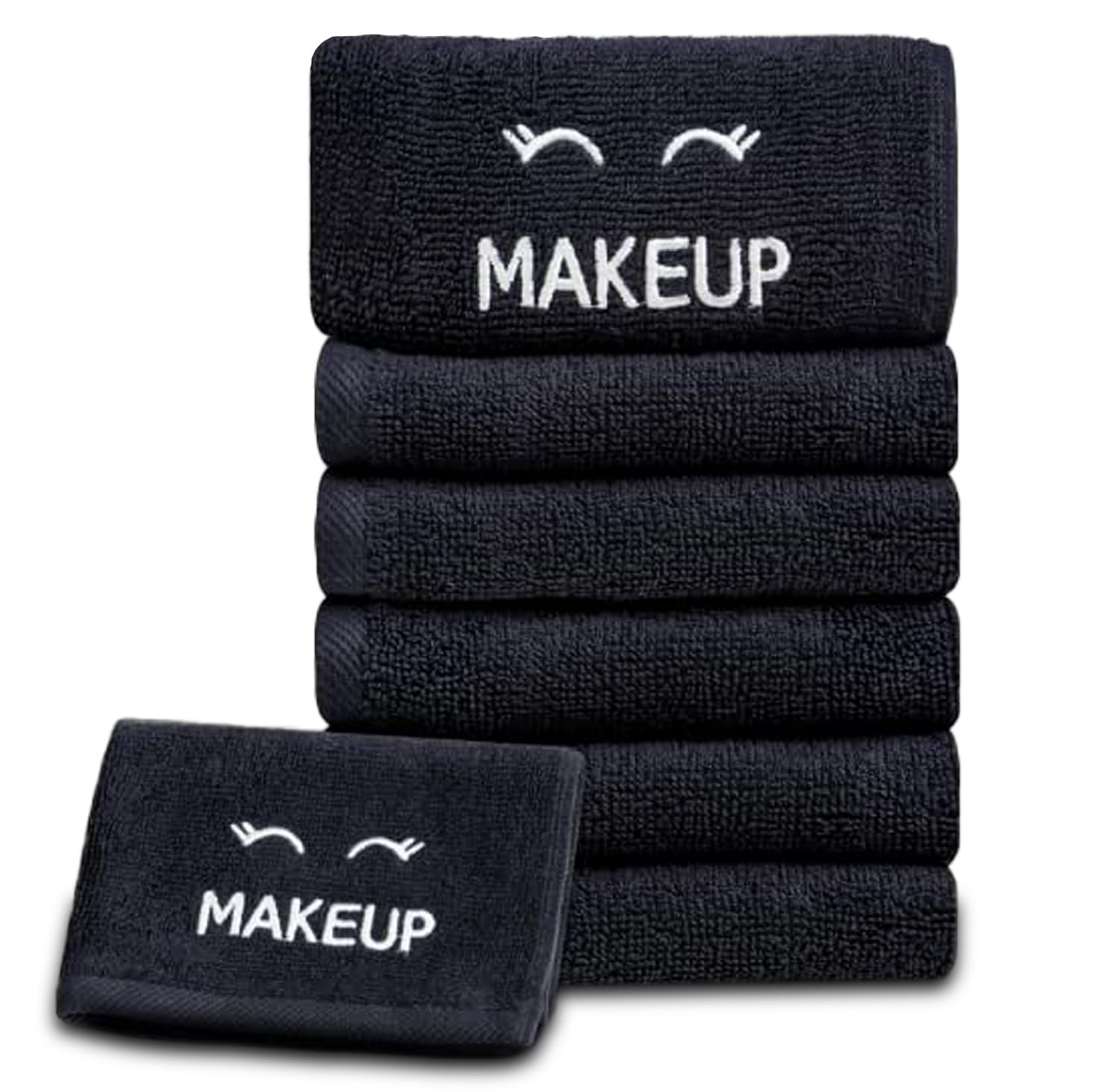 White Classic Bleach Safe Black Makeup Washcloths for Face Cleansing, 12 Pack - Super Soft Luxury Cotton Black Makeup Towels, Highly Absorbent and Quick Dry, All Makeup Remover Cloth | 13 x 13