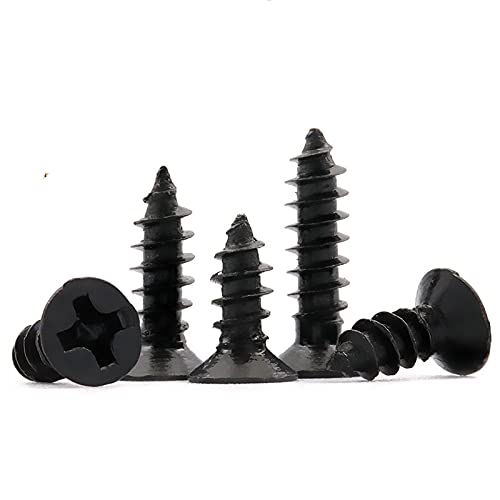 100pcs Self Tapping Screws M1.7 M2 M2.3 M2.6 M3 Laptop Screws Computer Screws Small Philips Pan Head Black Carbon Steel DUO ER (Length : 12mm, Size : M2)