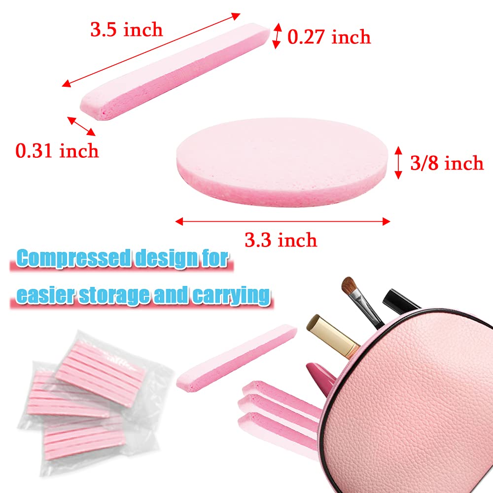120 Pcs Facial Sponges Compressed,Face Cleansing Sponge,Makeup Removal Sponge Pads,Exfoliating Wash Round Sponge for Women,Girls,Pink