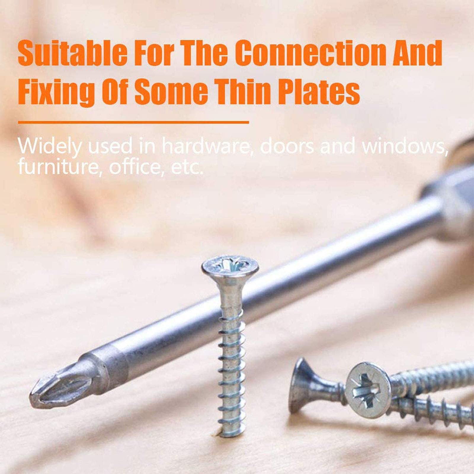 100 Pcs M2x14mm Flat Head Wood Self Tapping 304 Stainless Steel Screw Phillips Head Self Drilling