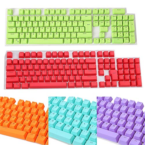 106 Keys PBT Keycaps Gaming Keyboards Replacement, Solid Color Backlight Key Cover for Mechanical Keyboard Purple