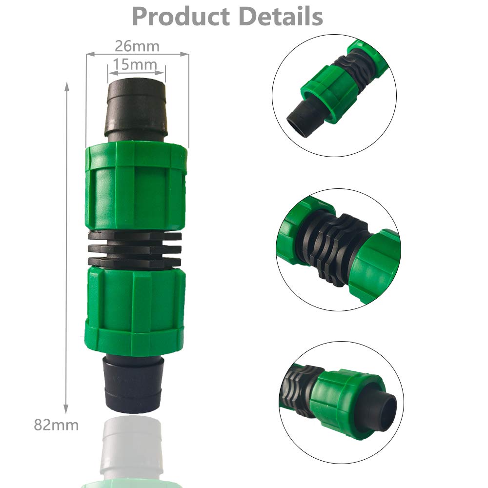 Alovexiong 10 Pieces Drip Irrigation Coupling, 5/8 Inch Universal Connector Drip Tubing Fittings, Compatible with Most 16-17 mm Drip Tape AG Tubing Drip or Sprinkler Systems