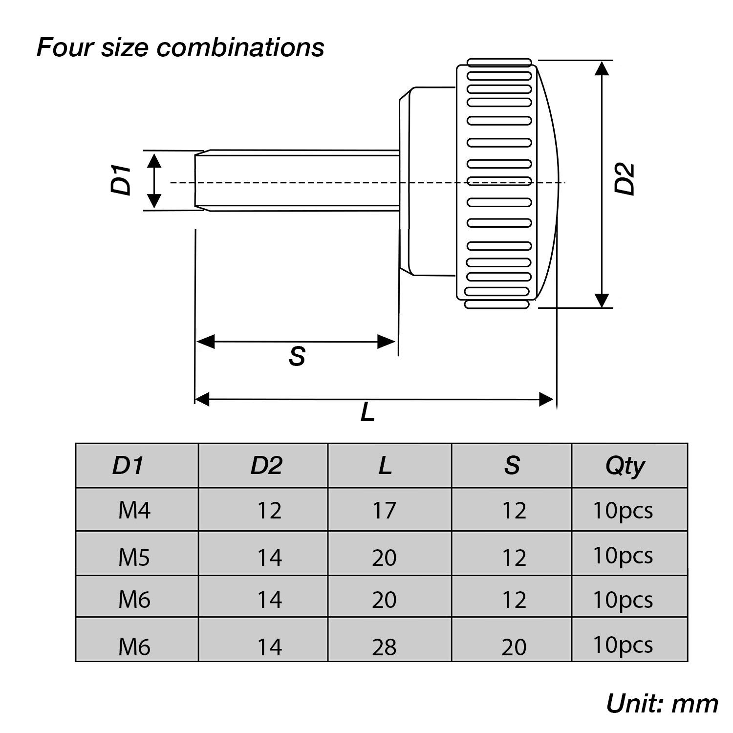 Lependor M4x12 M5x12 M6x12 M6x20 Threaded Knurled Thumbscrew Grip Knobs Thumb Screw for Machinery Latche (M4 M5 M6 Threaded Knurled Thumbscrew)