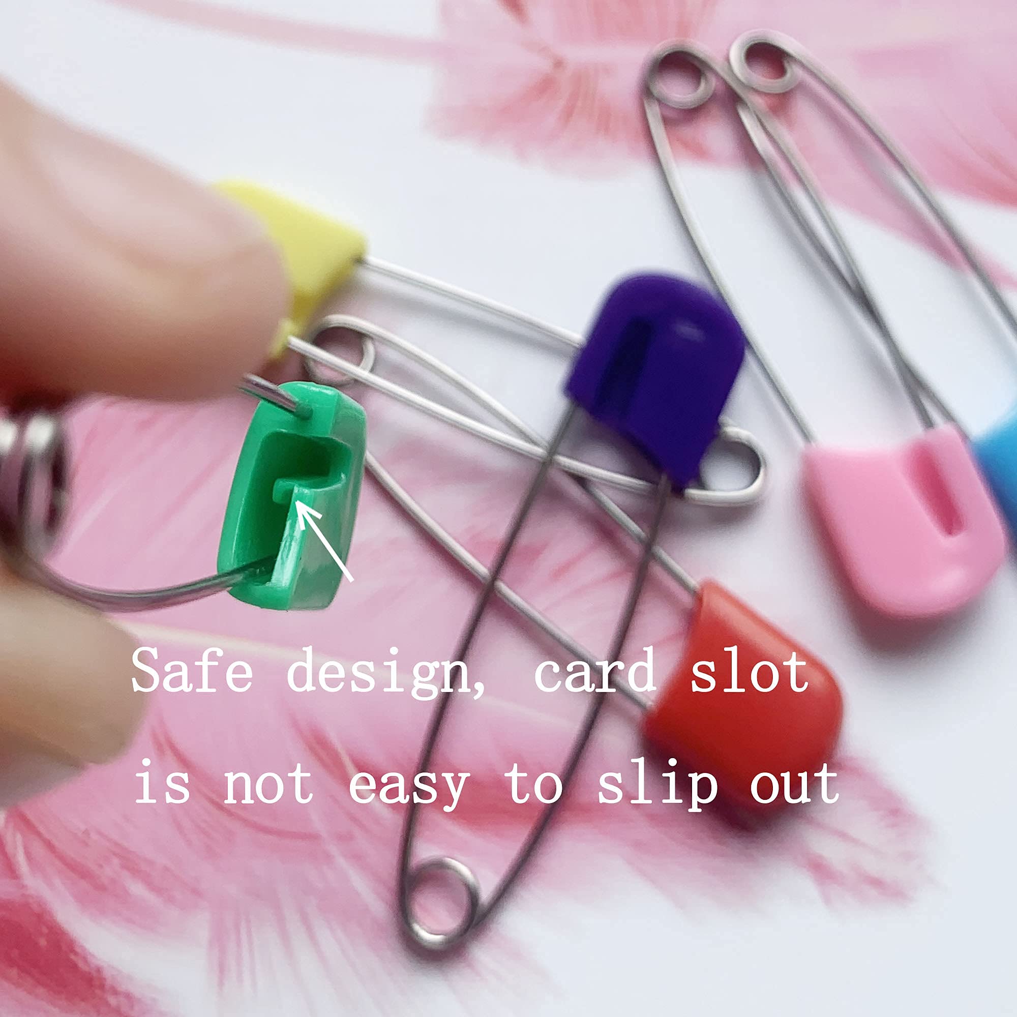 100 Pieces Diaper Pins 2.2 inch Baby Safety Pins Long Plastic Head Safety Pin with Locking Closures Plastic Head Cloth Diaper Pins Stainless Steel Nappy Pins Plastic Head Safety Pin